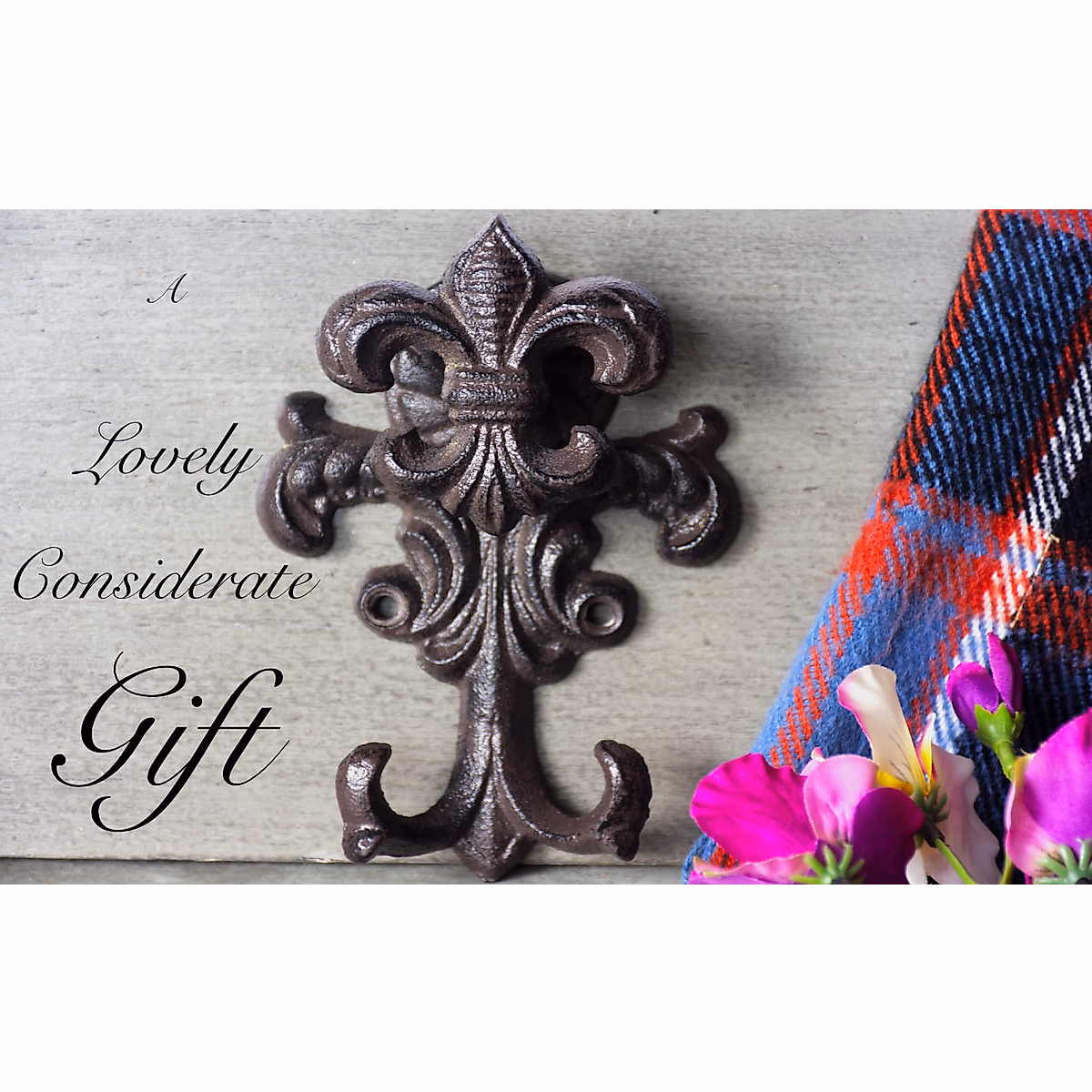 Stelalloy Decorative Wall Hook - Cast Iron Hooks - Black Coat Hooks Towel Hooks for Bathroom Hat Holder Purse Hook - Rustic Coat Hooks Wrought Iron Hooks - Garden Hooks - Pool Hooks