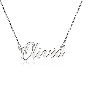 Lutilo 925 Sterling Sliver Custom Name Necklace Personalized Initial Necklaces Pendant Jewelry Gift for Her (Olivia)