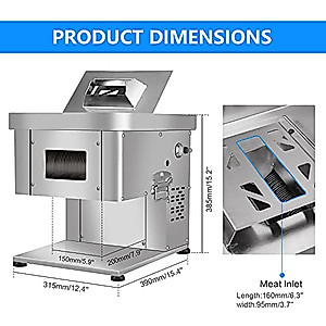 MPSMAG Meat Slicer 1100W Meat Cutter Machine 330lbs/hr Electric Deli Food Slicer Meat Cutting Machine Meat Cutter Fresh Meat Shredded Fresh Meat Dicer Slicer Processing Machine
