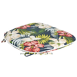 Magpie Fabrics Outdoor/Indoor 17"x16"x2" Chair Cushions with Ties Set of 2, Waterproof All Weather U-Shape Seat Pads Decoration for Patio Garden Furniture Home Office (Midnight Floral)