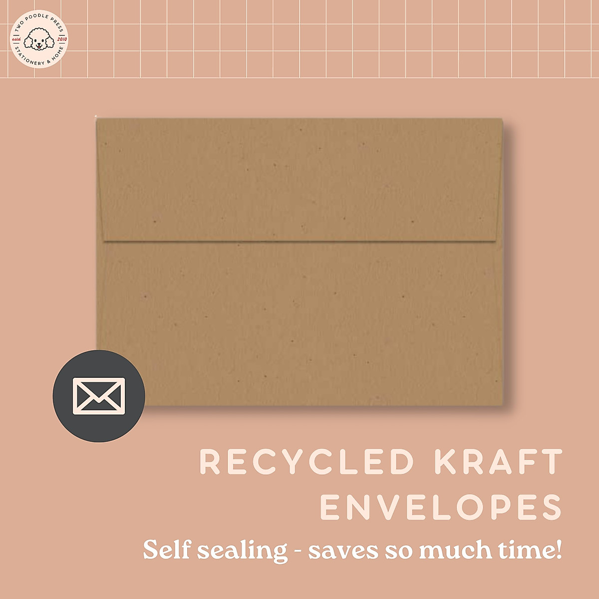 Two Poodle Press 20 Boho Wedding Black and White Classic Thank You Cards with Kraft Envelopes - Modern Bohemian Wedding or Baby Shower - Bell