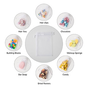 YHJZ 100PCS Organza Bags, 4x6 inches (10x15cm) Small Mesh Bags drawstring, Jewelry Gift Bags, Packaging Bags for Christmas, Party, Festival, Bathroom Soaps, Makeup Organza Favor Bags (White)