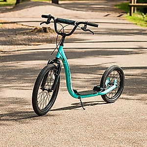 Osprey Adult Youth BMX Kick Scooter | 20 x 16 Inch Big Wheels, Kids Teen Bicycle Off Road Scooter with Adjustable Handlebars Inflatable Wheels and Caliper Brakes - Blue