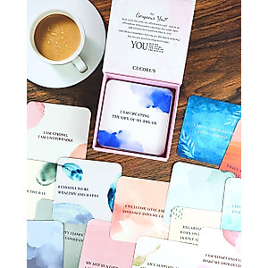 CUCOLUS I am Enough Affirmations Cards, Positive Affirmations Cards with Encouragement & Motivational Quotes, Inspirational and Self Care Gifts with Premium Gift Box, Deck of 50