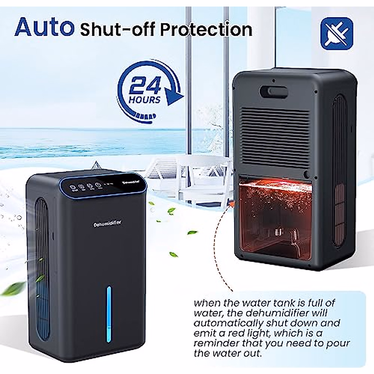 Dehumidifiers for Home, Up to 800 Sq.ft, 86oz Water Tank, Dehumidifiers for Bedroom with Essential Oil Diffuser, 7 Color LED Light, 24H Timer, Auto Shut-off, Ideal for Bathroom Basement Closet RV