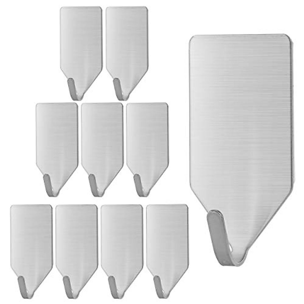 UNCO- Metal Small Adhesive Hooks, 10 Pack, Stainless Steel, Hooks for Hanging Towels, Adhesive Wall Hooks, Stick on Hooks, Self Adhesive Hooks, Hanging Hook, Kitchen Hooks, Adhesive Hook, Sticky Hook