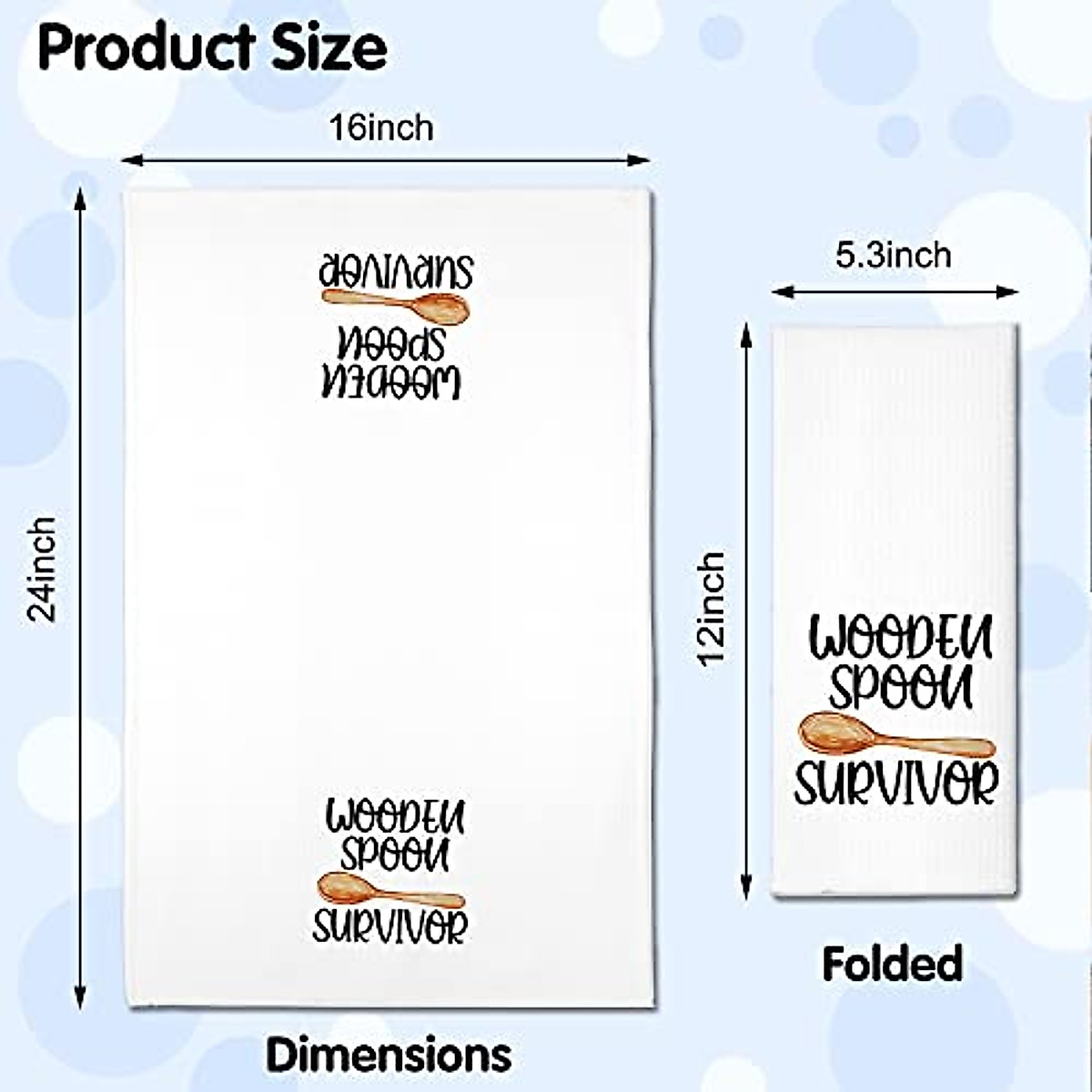 RZHV Wooden Spoon Survivor Kitchen Towel l, Funny Spoon Dish Towel Gift for Women Sisters Friends Mom Aunty Hostess Lover, Housewarming New Home