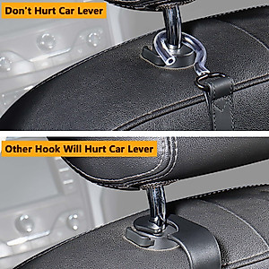 compuda Car Hooks,Car Purse Hook,Car Headrest Hook 2 Pack Leather Headrest Hooks for car accessories,SUS304 Car Bag Hooks(Black)