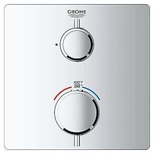 GROHE 24110000 Grohtherm Single Function 2-Handle Thermostatic Trim, Starlight Chrome