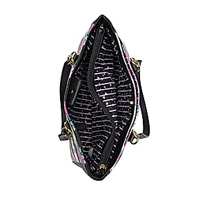 Luv Betsey By Betsey Johnson Lbbrianne Striped Floral Black Trimmed Exterior Front Snap Pocket Shoulder Bag