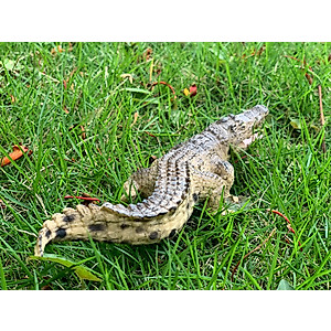 Gemini&Genius Crocodile Action Figures Wildlife World Safari Animals Figures Stocking Stuffers and Collectible Toys The Coolest Cake Toppers for Kids (Brown Crocodile)