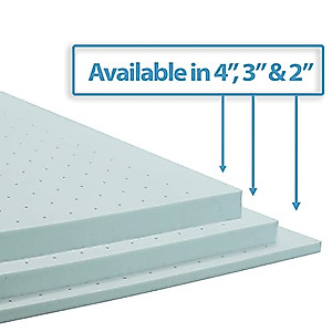 Nestl Bedding Mattress Topper, 2 Inch Memory Foam Topper, Gel Infused Memory Foam Mattress Topper, Ventilated Design Mattress Pad, Queen, Blue