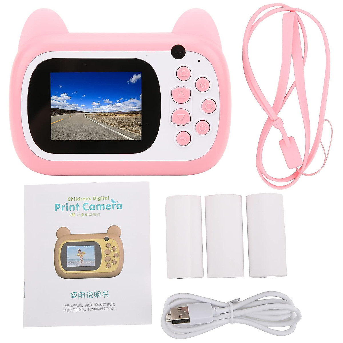 Children Mini Camera, Built-in 1000mah Rechargeable Lithium Battery Dual Camera Design 1080P HD Instant Print Camera 1080P HD for Kids