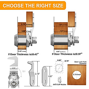 BOZXYE 1 Pack Toolbox Lock with Keys, Mailbox Lock 5/8" Cam Lock Keyed Alike, Tool Box Lock Replacement for Mailbox RV Storage Door, Zinc Alloy