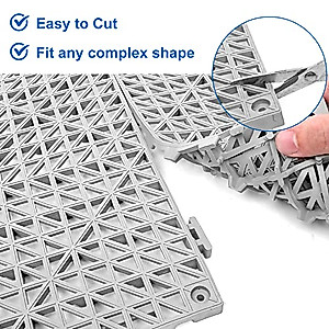 YOUNTHYE 12 Pack 12 x 12 Inch Interlocking Drainage Tiles Rubber Outdoor Tiles Splicing Waterproof Mat for Patio Pool Mats for Deck No-Slip Modular Interlocking Cushion for Shower Kitchen Yard Balcony