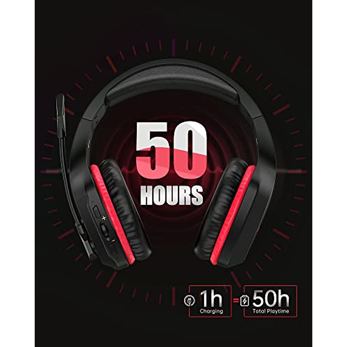 BEAVIIOO Wireless Gaming Headset with Microphone for PC PS4 PS5 Playstation 4 5, 2.4G Wireless Bluetooth USB Gamer Headphones with Mic for Laptop Computer