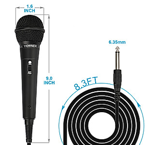 YIOWNER Wired Microphone, Karaoke Microphone, Handheld Microphone for Singing, Mic Karaoke with 2.5m Cable, Vocal Dynamic Mic for Speaker, AMP, Mixer, DVD
