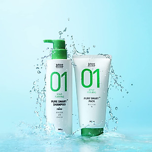 AMOS PROFESSIONAL Pure Smart Shampoo [Fresh – For Oily Scalp] 17.6oz (500g) | Sebum Care & Scalp Soothing | Korean Hair Salon Brand
