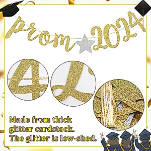 Prom 2024 Banner, Graduation Banner, Prom Party Decorations, Gold Glitter