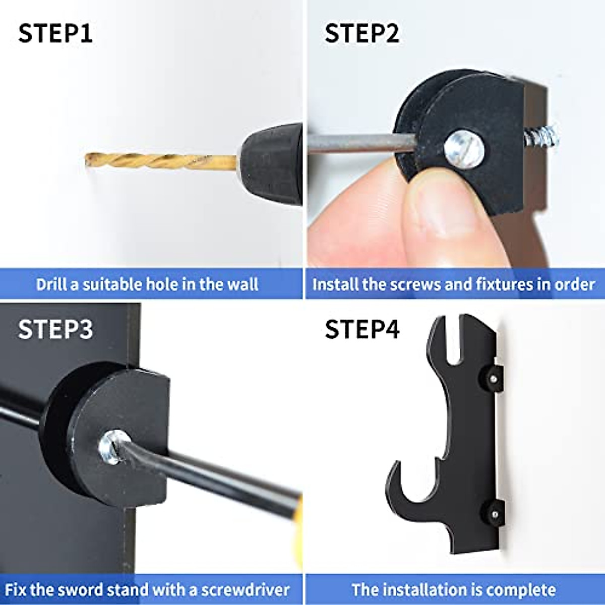 BYTOTU 2 sword wall mount-samurai sword wall mount- katana stand wall mount-sword stand wall mount-sword stand wall mount-sword wall mount display