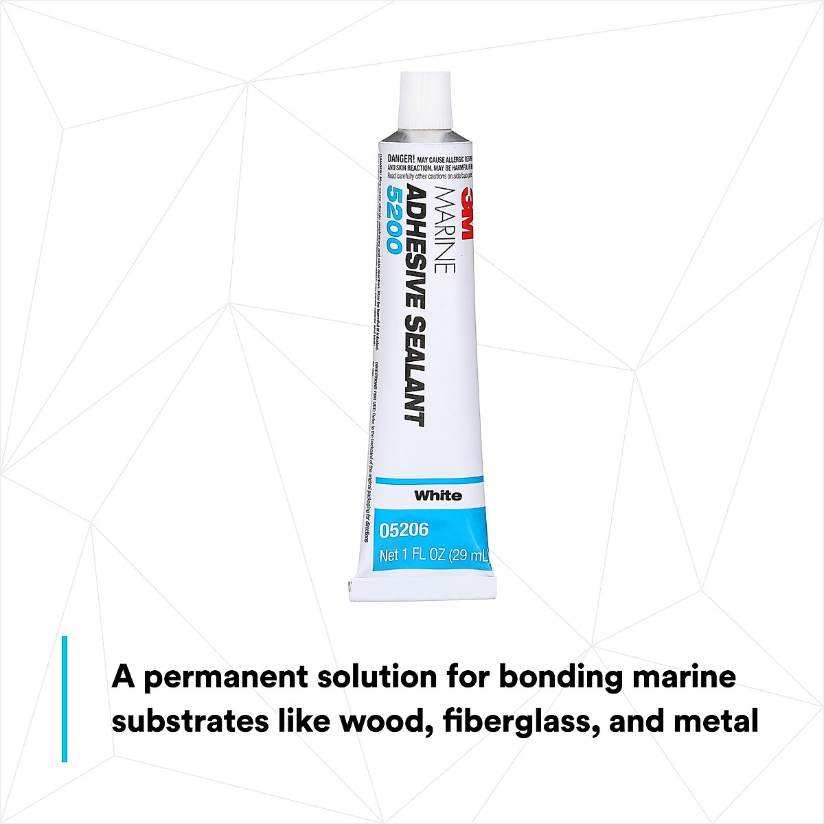 3M Marine Adhesive Sealant 5200, White, Flexible Bonds, Long Work-Time, 1 oz Tube