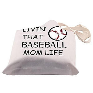 BDPWSS Baseball Tote Bag For Women Baseball Mom Gift Baseball Player Gift Living That Baseball Mom Life Canvas Bag (Mom life baseball TG)