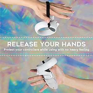 (1 Set) Orzero 1 Pair TPU Controller Cover and Nylon Strap Compatible for Quest 2, Anti-Throw Protective Adjustable Handle for VR Gaming Headset - White