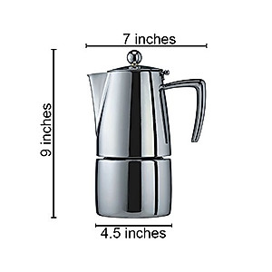 Cuisinox Milano Stainless Steel Stovetop Moka Pot Espresso Coffee Maker, 10 Cup