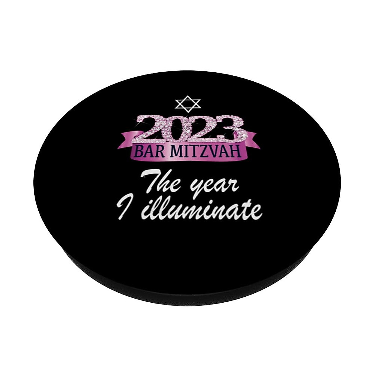 2023 Bar Mitzvah Quote Festive Black Pink Decor PopSockets Standard PopGrip