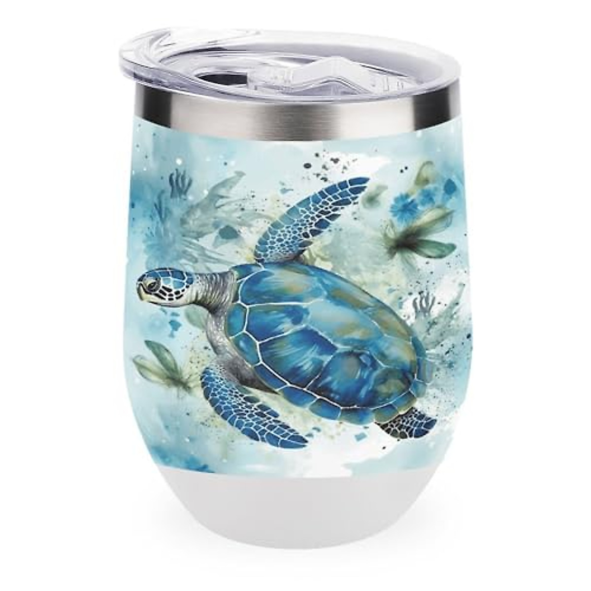 WYUSPGK 304 Stainless Steel Insulated Cup, Sea Turtle-Blue Print Smooth Rim, Durable & Reusable - Perfect for Office, Home, And Travel