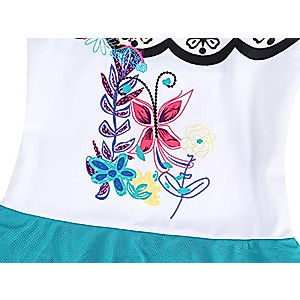 Jurebecia Girls Mirabel Swimsuit One Piece Bathing Suit Sleeveless Ruffle Tulle Swimwear Kids Magic Family Bikini Set for Role Play Dress up Princess Swim Suit Beach Swimming White 6/5-6Years