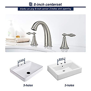 HOMELODY Widespread Bathroom Faucet 8 Inch Lavatory Faucet 2 Handle with Pop Up Drain and Supply Hose, Brushed Nickel