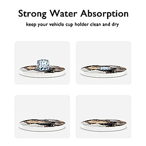 Car Coasters Pack of 2,Absorbent Ceramic Car Coasters,Drink Cup Holder Coastersfor Women Men,with A Finger Notch for Easy Removal Black Gold Marble