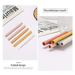 TRGGDEE 6Pcs Plastic Straws, Wheat Straw+PP Detachable Straws Reusable, With Special Cleaning Brush, Suitable for Travel, Party, Etc.(19cm)