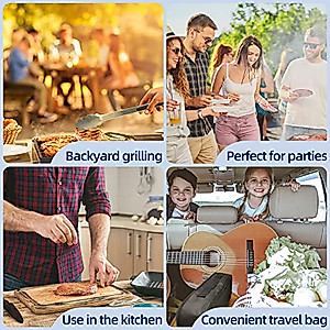 Griddle Accessories Kit, 14pc, Stainless Steel BBQ Barbecue Tools Set for Blackstone Flat Tops, Includes Spatulas, Tongs, Scraper Tools, Brush, Fork, Squeeze Bottles, Carrying Bag