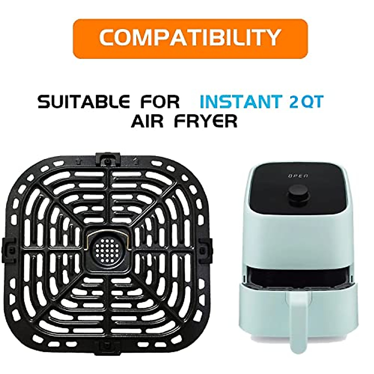 Air Fryer Grill Pan for Instants Vortex 2QT Mini Air Fryer Oven, Premium Air Fryer Grill Crisper Plate, Air Fryer Grate Grid with Rubber Tabs for Instants 2QT Air Fryer, Nonstick, Dishwasher Safe