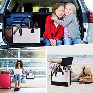 Aduewik 8 Pack Canvas Tote Bags Initial Classic Black and White Present Bag Personalized Canvas Beach Bag for Wedding, Birthday, Beach, Holiday