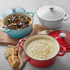 Sur La Table Enameled Cast Iron Round Dutch Oven, 4 qt, Light Blue