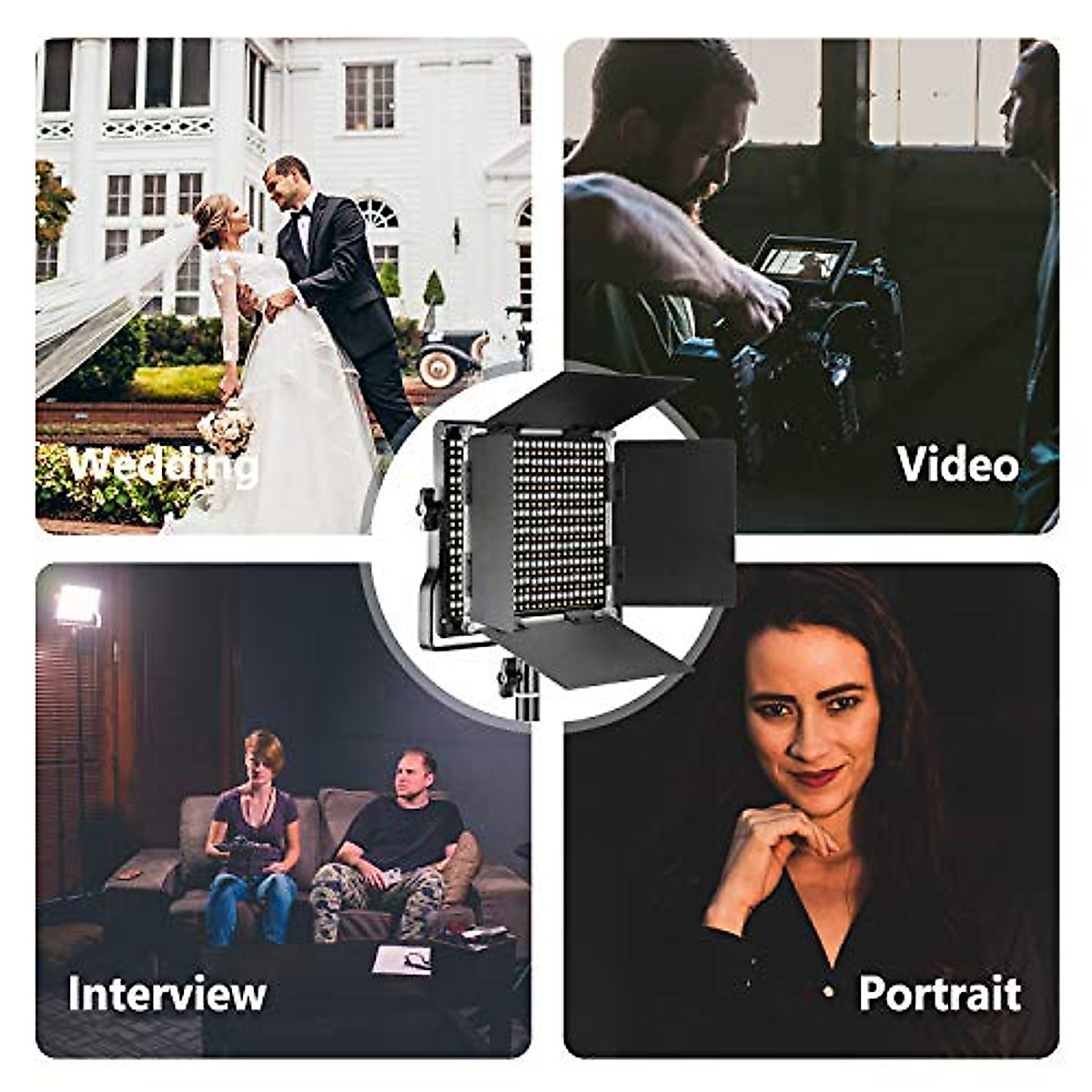 Neewer 2 Pieces Bi-color 660 LED Video Light with Stand and Softbox Kit: (2)3200-5600K CRI96+ Dimmable Light with U Bracket and Barndoor (2)Light Stand (2)Softbox for Studio Photography Video Shooting
