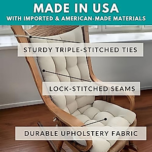 Barnett Home Decor Hayden Grey Rocking Chair Cushions - Size Standard - Latex Foam Filled Seat Pad and Back Rest Cushion - Machine Washable, Reversible, Linen Look (Gray)