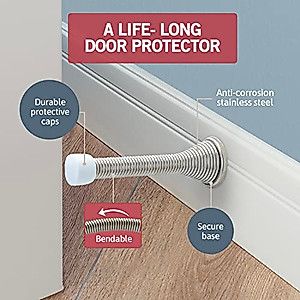 Jack N’ Drill Door Stopper (15 Pack) - 3⅛” Light Duty Spring Door Stop with Flexible Spring and Non-Marking Tip, Door Stops with Finishes to Match Every Home and Office