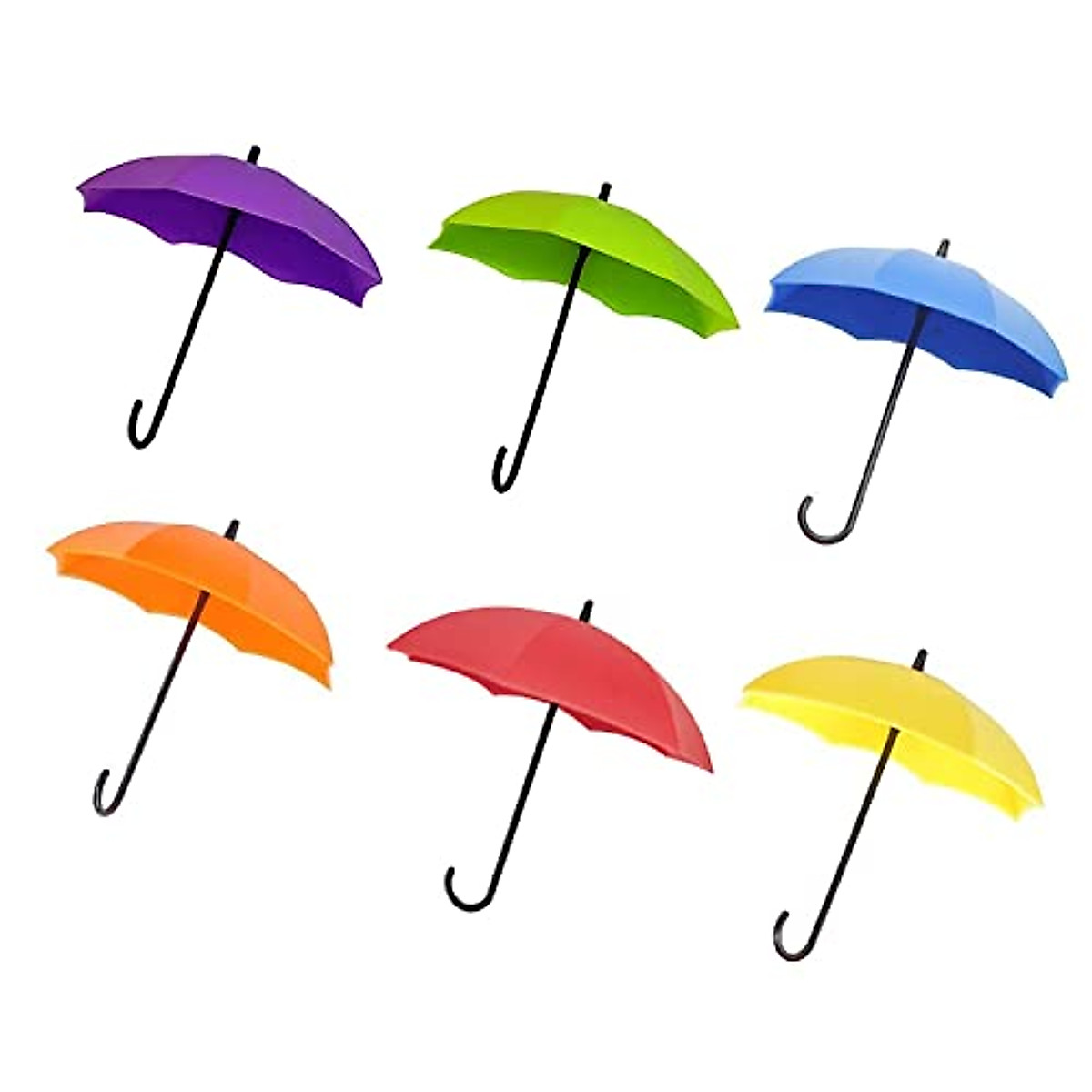 6 PCS Colorful Umbrella Key Hooks Adhesive Wall Hooks Wall Rack Decorative Wall Hanging Hooks Key Hair Pin Holder