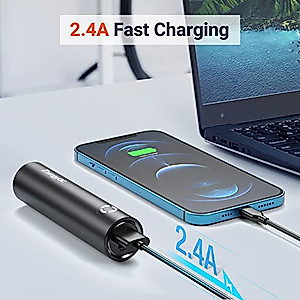 EnergyQC Fast Charging Portable Charger 5000mAh,External Battery Power Bank with USB-C Input(Recharge Only), Battery Pack Compatible with iPhone,Samsung Galaxy,Airpods and More-Black