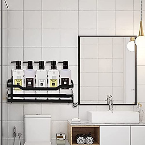 OySeyFo Shower Caddy 4-Pack, Self Adhesive Shower Organizer Storage Basket with 2 Soap Dishes 4 Hooks, Large Capacity Shampoo Holder Stainless Steel Shower Shelf Rack for Kitchen and Bathroom