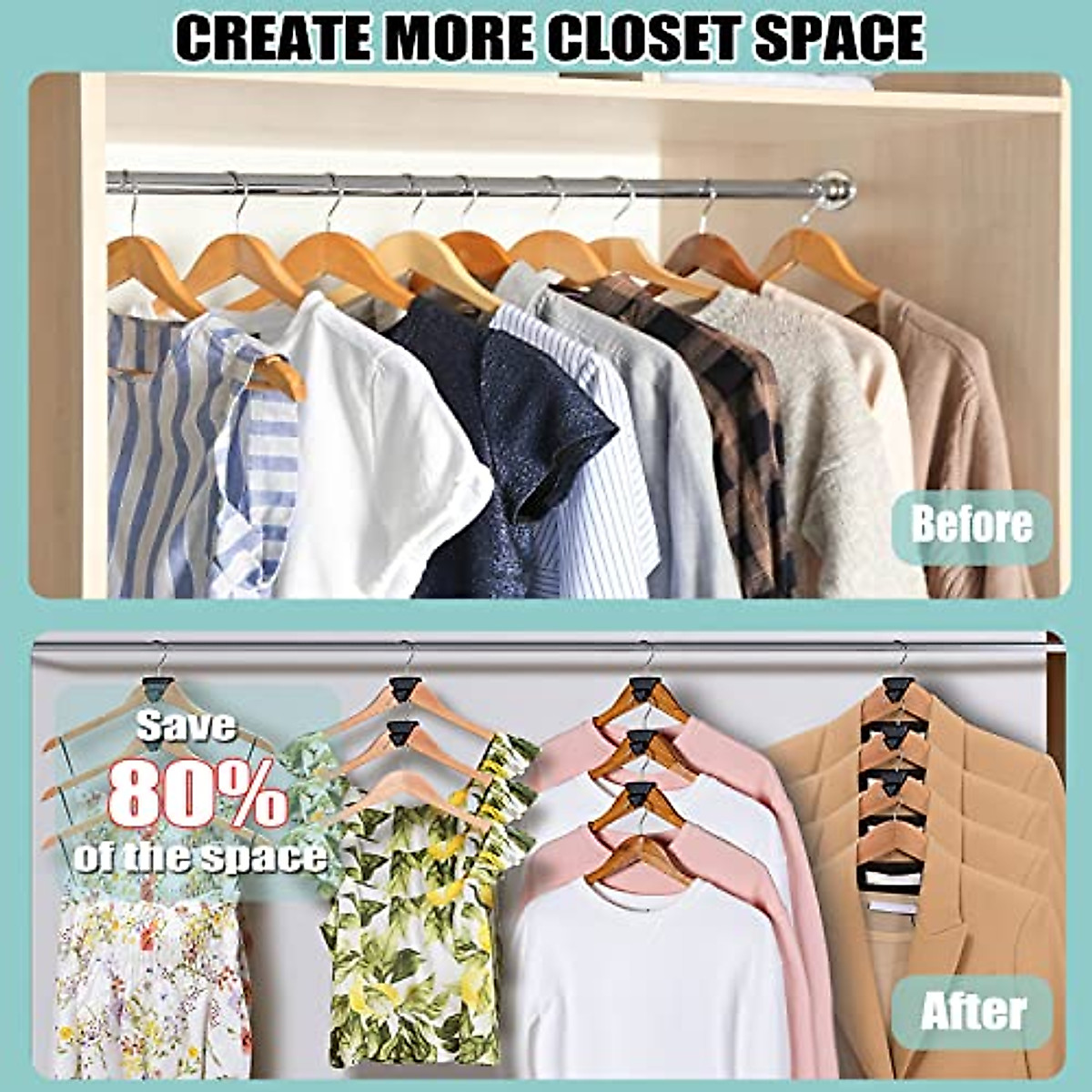 Xukrat 18 Pcs Space Saving Hanger Hooks, New Clothes Hanger Connector Hooks, AS SEEN ON TV, Closet Space Connection Hooks Cascading for Organizer Closet, Create Up to 5X Closet Space