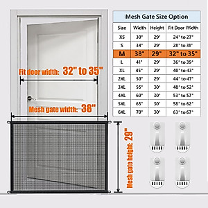 Dog Gate for Stairs Pet Gates for The House: Dogs Screen Mesh Gate for Doorways Stairways Indoor Safety 29 inches Tall, 38 inch Wide