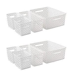 4-PIECE DECORATIVE BASKET SET 2PK, WHITE