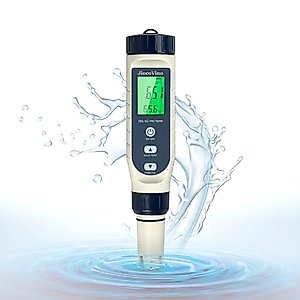 JiocoVino Digital pH/TDS Meter for Water Quality, 4 in 1 Waterproof Water Tester with Backlit Measurement 1-9990ppm for Drinking Swimming Pool Hydroponic Aquarium (Ivory White)