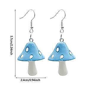 Just Follow Mushroom Shape Dangle Earrings Sweet Fresh Chic Charm Mushroom Drop Earrings for Women 3D Cute Funny Simulation Mushroom Food Earrings (Mushroom Shape Dangle Earrings 8 pairs)