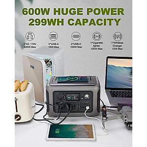 ALLPOWERS R600 Solar Generator with SP033 solar panel included, 600W 299Wh LiFePO4 Portable Power Station with 200W Solar Charger, UPS Battery Backup, MPPT Solar Power for Camping RVs Home